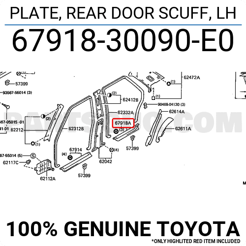 PLATE, REAR DOOR SCUFF, LH 6791830090E0 | Toyota Parts | PartSouq
