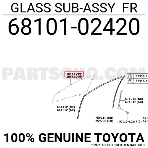 GLASS SUB-ASSY FR 6810102420 | Toyota Parts | PartSouq