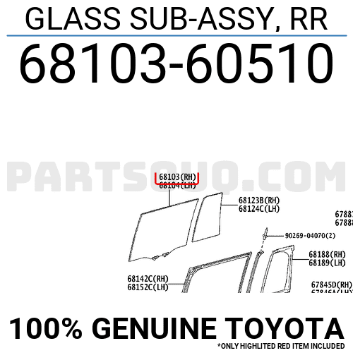 GLASS SUB-ASSY, RR 6810360510 | Toyota Parts | PartSouq