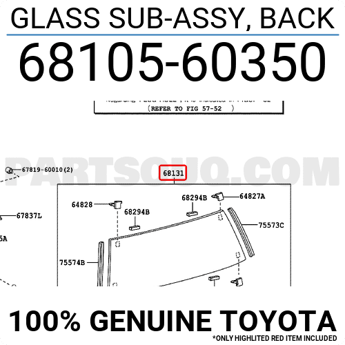 GLASS SUB-ASSY, BACK 6810560350 | Toyota Parts | PartSouq