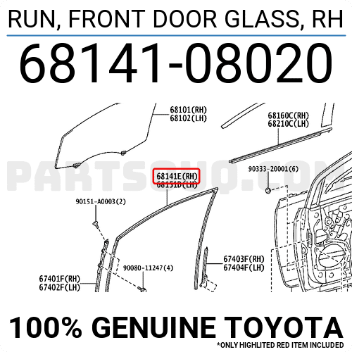RUN, FRONT DOOR GLASS, RH 6814108020 | Toyota Parts | PartSouq