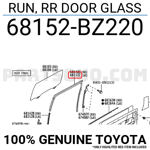 RUN, RR DOOR GLASS 68152BZ220 | Toyota Parts | PartSouq