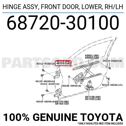 HINGE ASSY, FRONT DOOR, LOWER, RH/LH 6872030100 | Toyota Parts | PartSouq