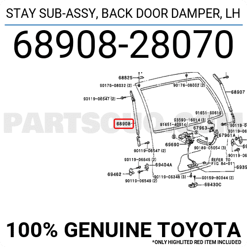 STAY SUB-ASSY, BACK DOOR DAMPER, LH 6890828070 | Toyota Parts | PartSouq