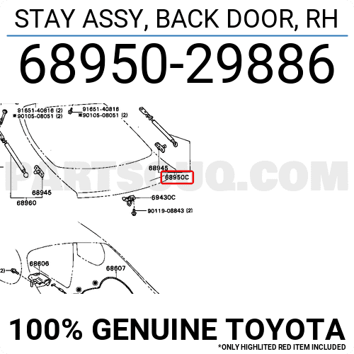 STAY ASSY, BACK DOOR, RH 6895029886 | Toyota Parts | PartSouq