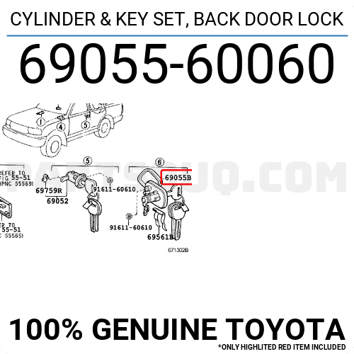 CYLINDER & KEY SET, BACK DOOR LOCK 6905560060 | Toyota Parts | PartSouq