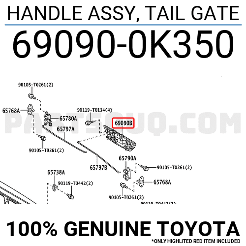 HANDLE ASSY, TAIL GATE 690900K350 | Toyota Parts | PartSouq