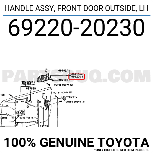 HANDLE ASSY, FRONT DOOR OUTSIDE, LH 6922020230 | Toyota Parts | PartSouq