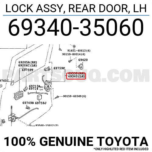 LOCK ASSY, REAR DOOR, LH 6934035060 | Toyota Parts | PartSouq