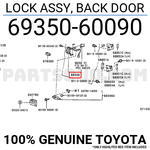 LOCK ASSY, BACK DOOR 6935060090 | Toyota Parts | PartSouq