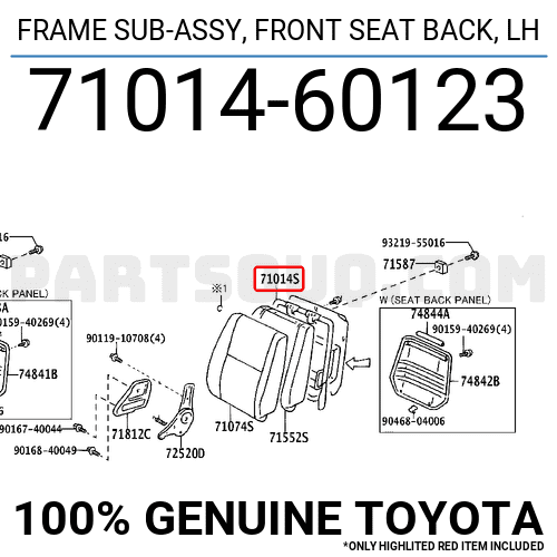 FRAME SUB-ASSY, FRONT SEAT BACK, LH 7101460123 | Toyota Parts | PartSouq
