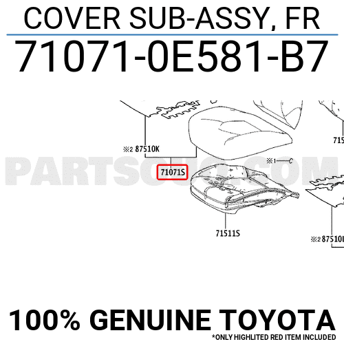 COVER SUB-ASSY, FR 710710E581B7 | Toyota Parts | PartSouq