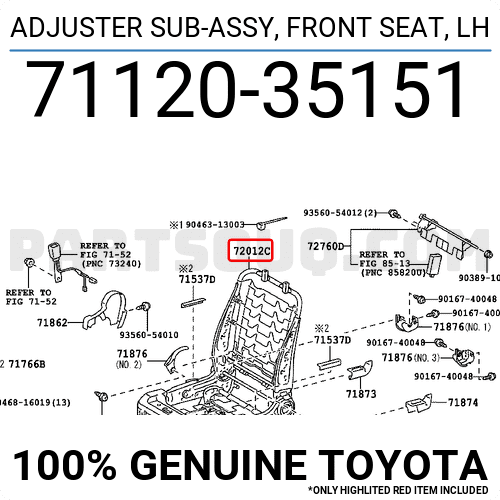 ADJUSTER SUB-ASSY, FRONT SEAT, LH 7112035151 | Toyota Parts | PartSouq