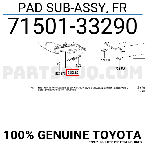 PAD SUB-ASSY, FR 7150133290 | Toyota Parts | PartSouq
