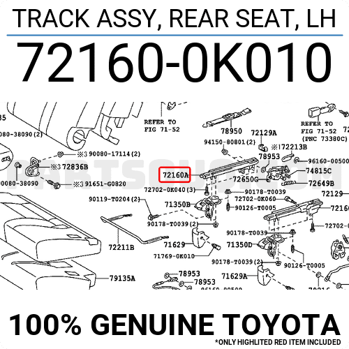 TRACK ASSY, REAR SEAT, LH 721600K010 | Toyota Parts | PartSouq