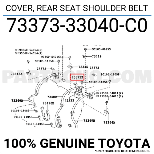 COVER, REAR SEAT SHOULDER BELT 7337333040C0 | Toyota Parts | PartSouq