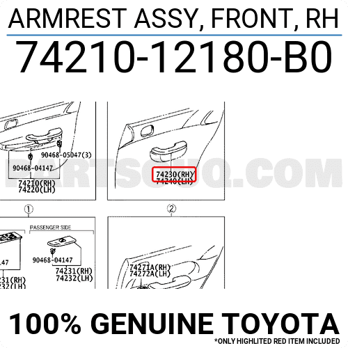 ARMREST ASSY, FRONT, RH 7421012180B0 | Toyota Parts | PartSouq