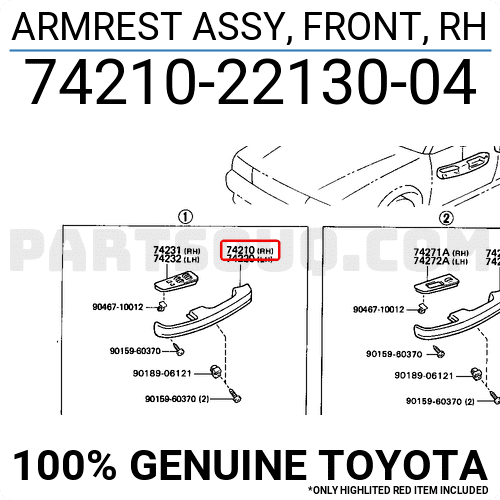 ARMREST ASSY, FRONT, RH 742102213004 | Toyota Parts | PartSouq