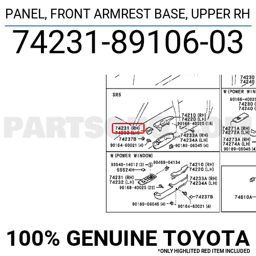 PANEL, FRONT ARMREST BASE, UPPER RH 742318910603 | Toyota Parts | PartSouq