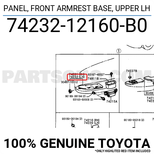 PANEL, FRONT ARMREST BASE, UPPER LH 7423212160B0 | Toyota Parts | PartSouq
