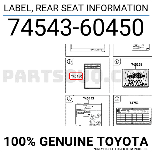LABEL, REAR SEAT INFORMATION 7454360450 | Toyota Parts | PartSouq