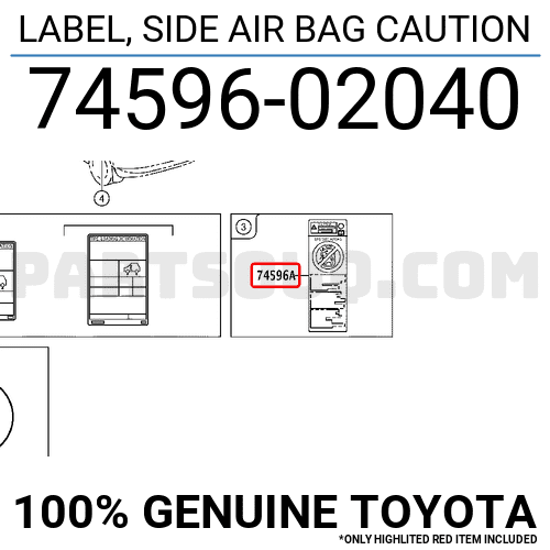 LABEL, SIDE AIR BAG CAUTION 7459602040 | Toyota Parts | PartSouq