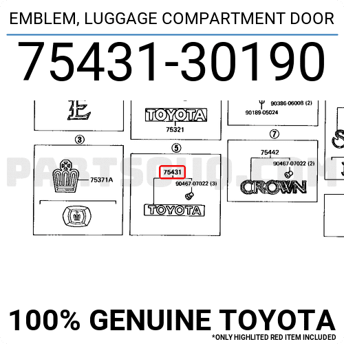EMBLEM, LUGGAGE COMPARTMENT DOOR 7543130190 | Toyota Parts | PartSouq