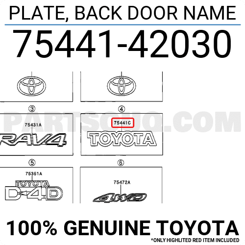 PLATE, BACK DOOR NAME 7544142030 | Toyota Parts | PartSouq