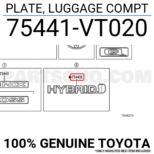 PLATE, LUGGAGE COMPT 75441VT020 | Toyota Parts | PartSouq