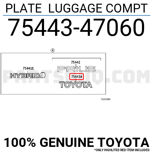 PLATE LUGGAGE COMPT 7544347060 | Toyota Parts | PartSouq