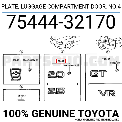 PLATE, LUGGAGE COMPARTMENT DOOR, NO.4 7544432170 | Toyota Parts | PartSouq
