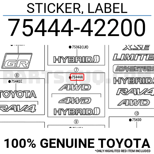 STICKER, LABEL 7544442200 | Toyota Parts | PartSouq