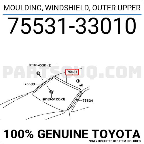 MOULDING, WINDSHIELD, OUTER UPPER 7553133010 | Toyota Parts | PartSouq