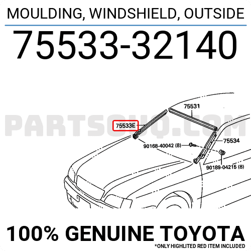 MOULDING, WINDSHIELD, OUTSIDE 7553332140 | Toyota Parts | PartSouq
