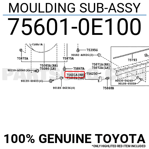 MOULDING SUB-ASSY 756010E100 | Toyota Parts | PartSouq