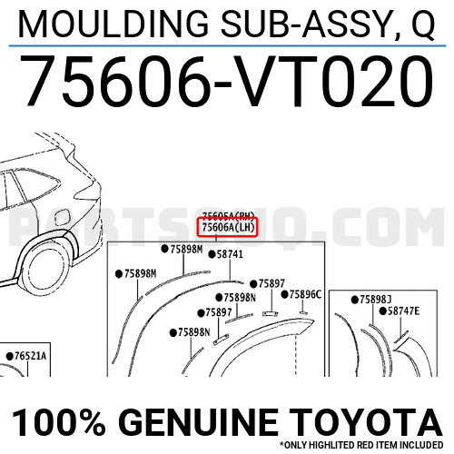 MOULDING SUB-ASSY, Q 75606VT020 | Toyota Parts | PartSouq