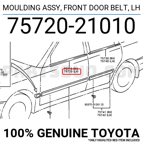 MOULDING ASSY, FRONT DOOR BELT, LH 7572021010 | Toyota Parts | PartSouq