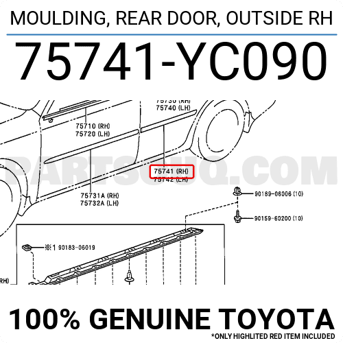 MOULDING, REAR DOOR, OUTSIDE RH 75741YC090 | Toyota Parts | PartSouq