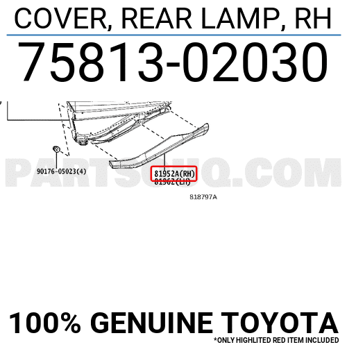 COVER, REAR LAMP, RH 7581302030 | Toyota Parts | PartSouq
