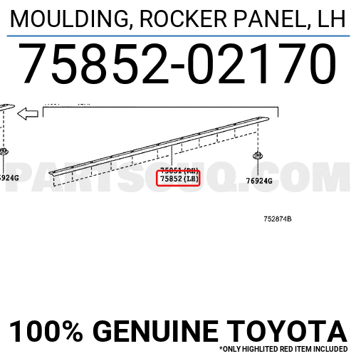 MOULDING, ROCKER PANEL, LH 7585202170 | Toyota Parts | PartSouq