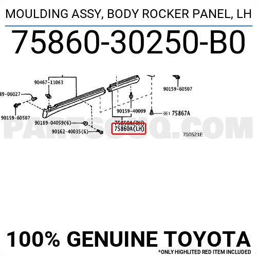 MOULDING ASSY, BODY ROCKER PANEL, LH 7586030250B0 | Toyota Parts | PartSouq