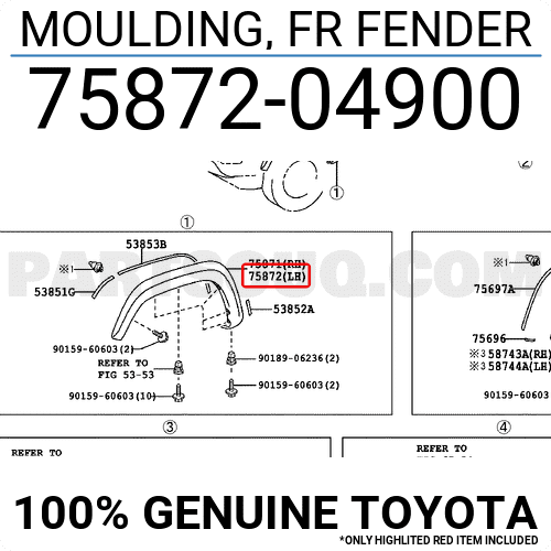 MOULDING, FR FENDER 7587204900 | Toyota Parts | PartSouq