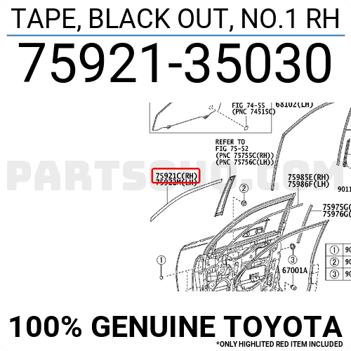 TAPE, BLACK OUT, NO.1 RH 7592135030 | Toyota Parts | PartSouq
