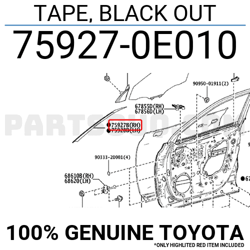 TAPE, BLACK OUT 759270E010 | Toyota Parts | PartSouq