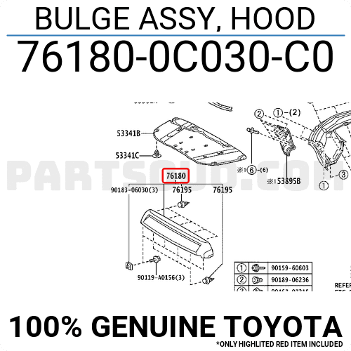 BULGE ASSY, HOOD 761800C030C0 | Toyota Parts | PartSouq