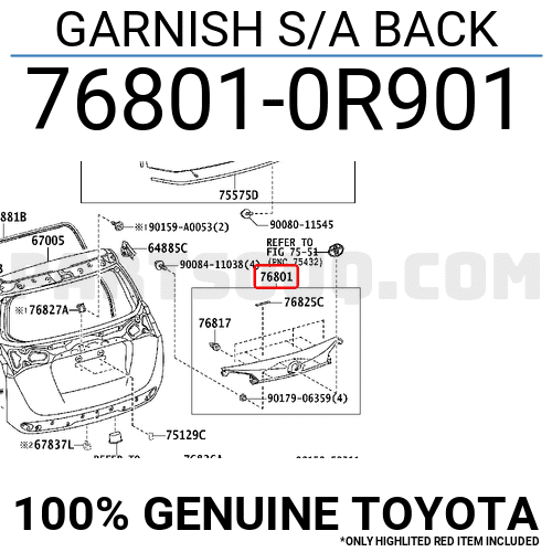 GARNISH S/A BACK 768010R901 | Toyota Parts | PartSouq