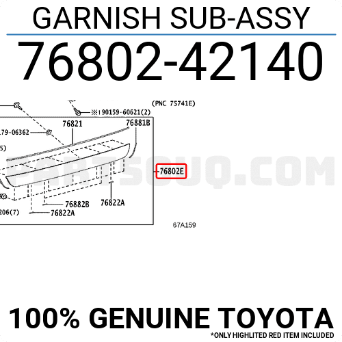 GARNISH SUB-ASSY 7680242140 | Toyota Parts | PartSouq