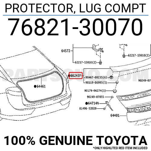 PROTECTOR, LUG COMPT 7682130070 | Toyota Parts | PartSouq