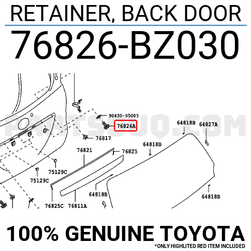 RETAINER, BACK DOOR 76826BZ030 | Toyota Parts | PartSouq