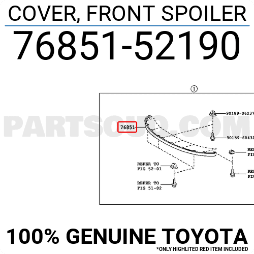 COVER, FRONT SPOILER 7685152190 | Toyota Parts | PartSouq